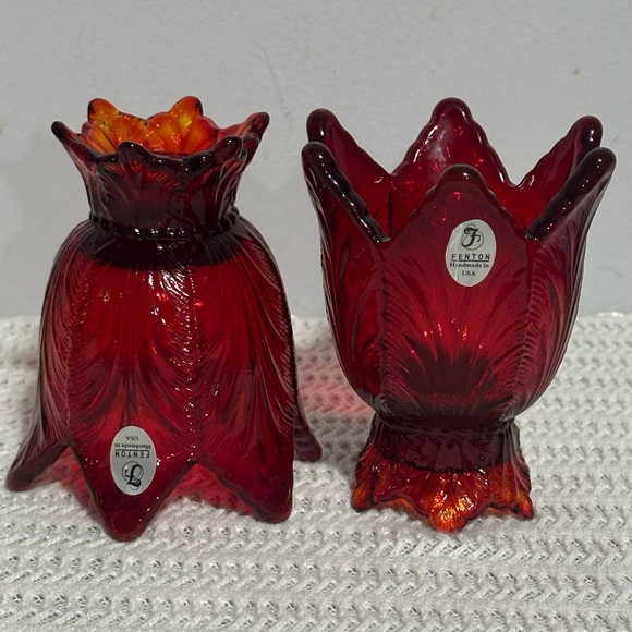 Fenton | Accents | Vintage Fenton Ruby Red Tulip 2 Way Art Glass Candle ...